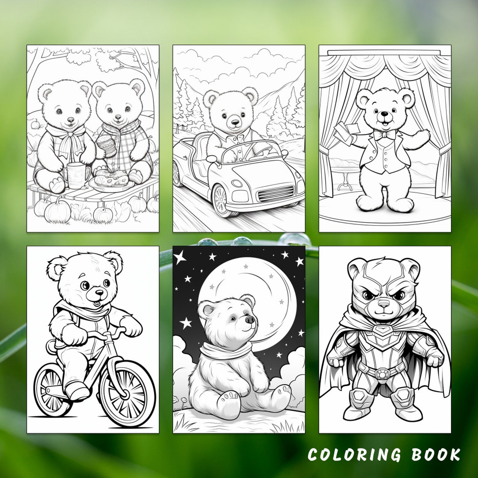 21 Bear Adventure Coloring Page, Cute Bear Coloring Book, Coloring Book ...