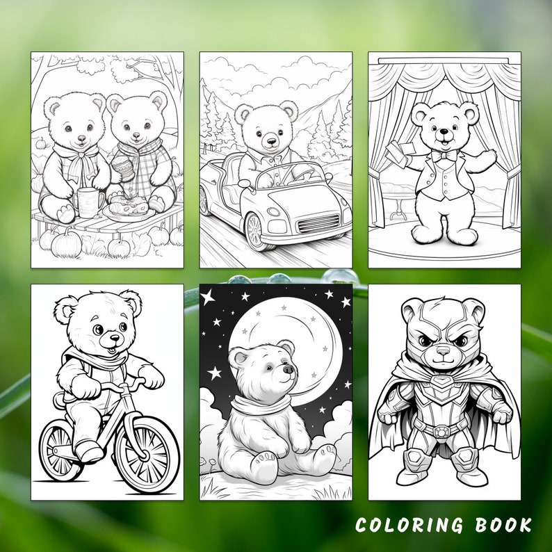 21 Bear Adventure Coloring Page, Cute Bear Coloring Book, Coloring Book ...