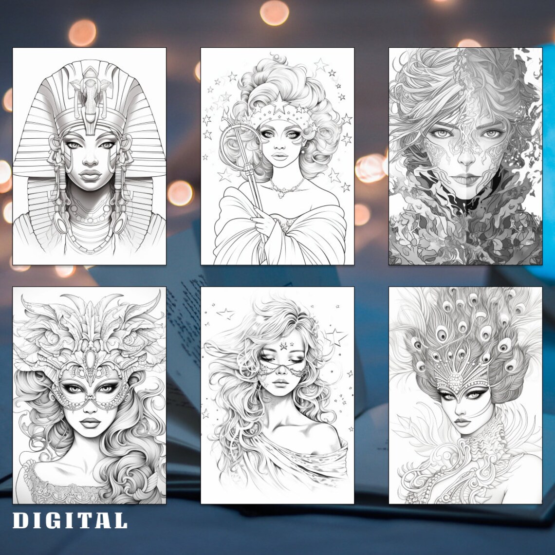 32 Lady Coloring Page, Lady Coloring Book, Magical Masquerade Lady ...
