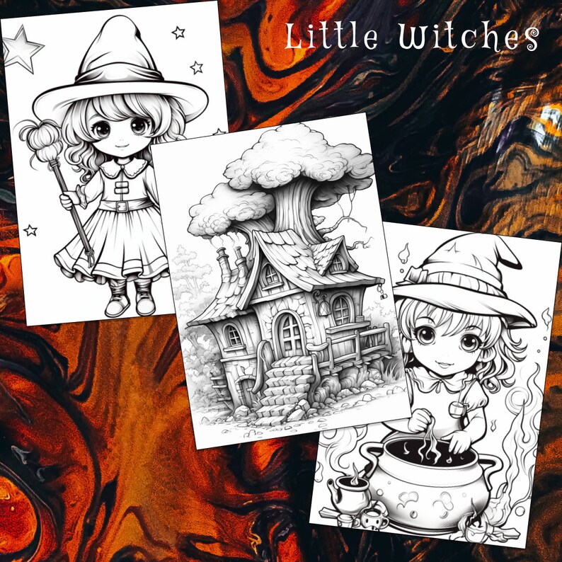28 Little Witches Coloring Page, Cute Witches Coloring, Magic Witch ...