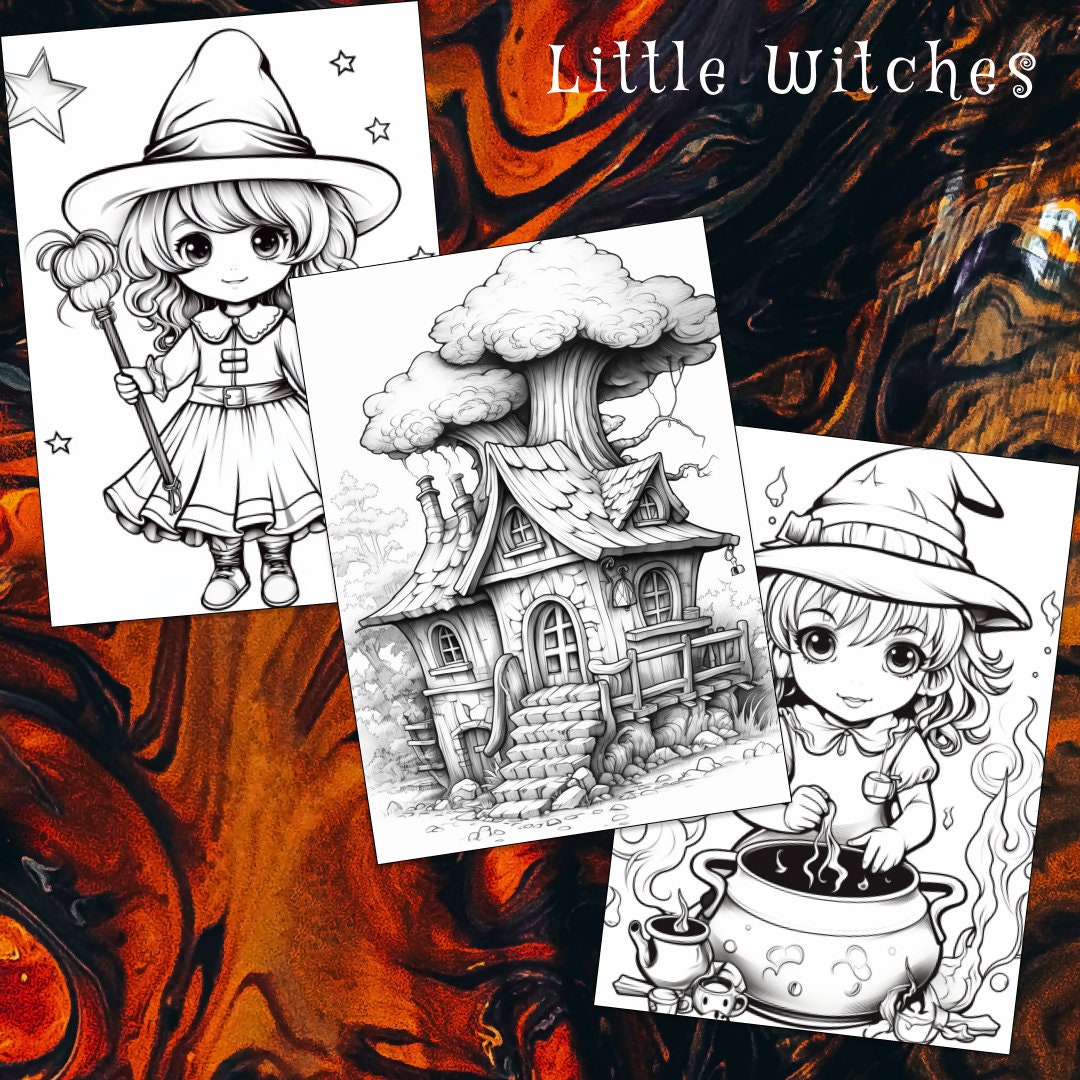 28 Little Witches Coloring Page, Cute Witches Coloring, Magic Witch ...