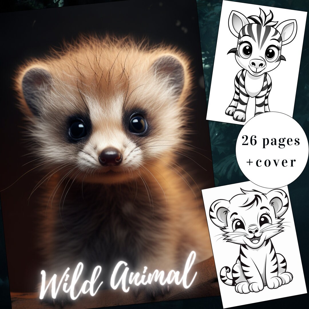 26 Wild Animal Coloring Page, Cute Animal Coloring Book, Animal ...