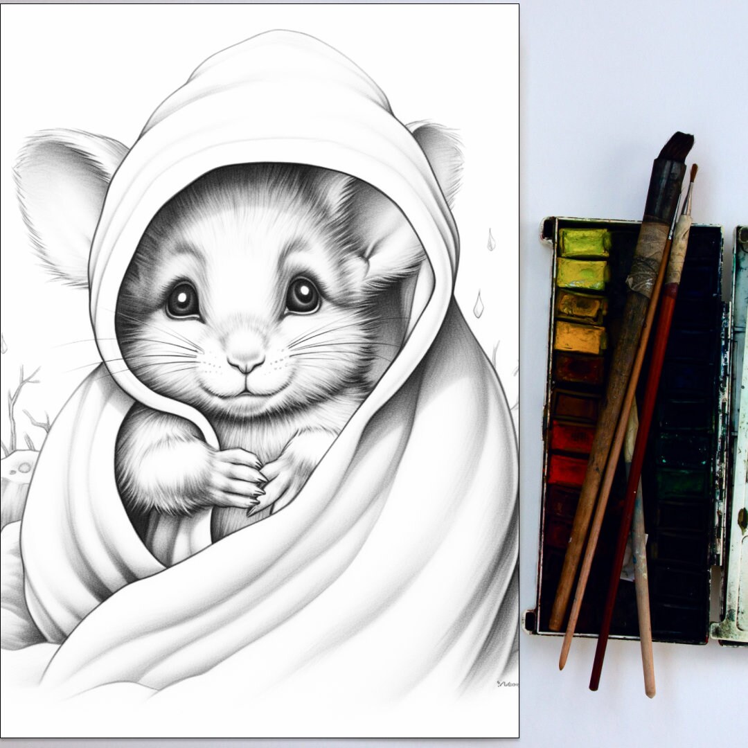 29 Winter Mouse Coloring Page, Cute Mouse Coloring Book, Adults + Kids ...