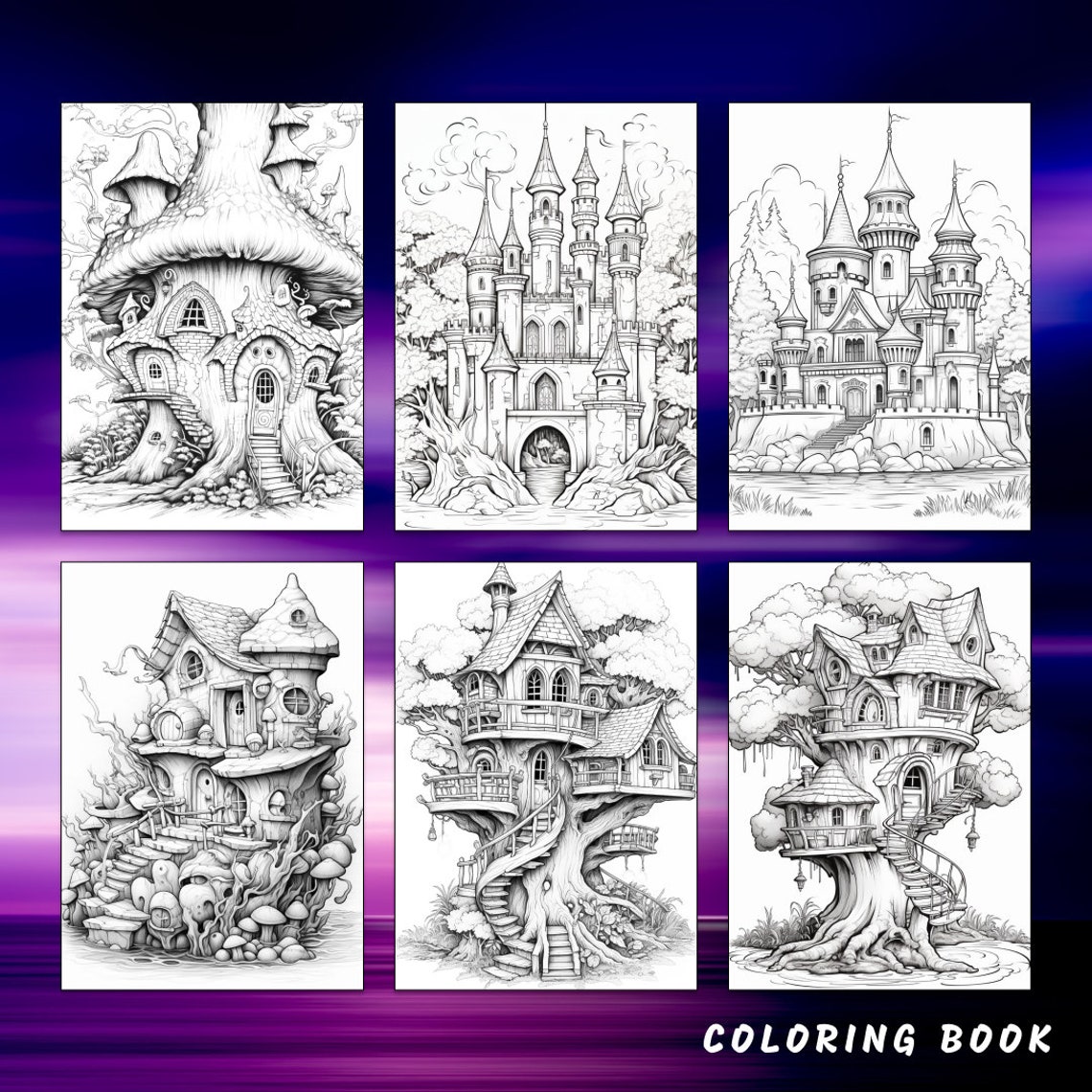 31 Fairyhouse Coloring Page, Fantasy House Coloring, Fairy Coloring ...
