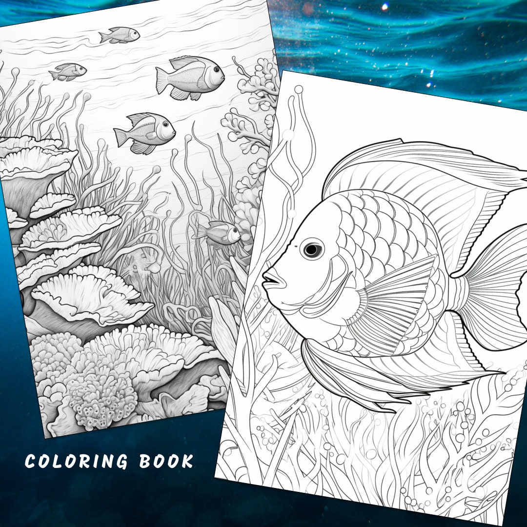 28 Ocean Life Coloring Page, Ocean Coloring, Sea Coloring Book, Adults ...