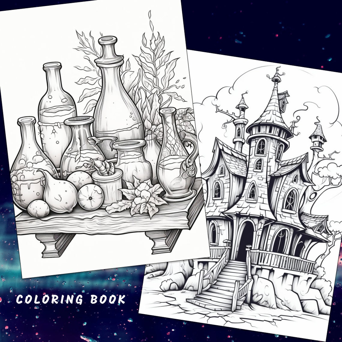 30 Witches Coloring Page, Autumn Coloring, Magic Witch Coloring Book ...