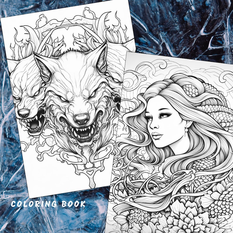 27 Myths Coloring Page, Legends Coloring, Fantasy Coloring Book, Adults ...