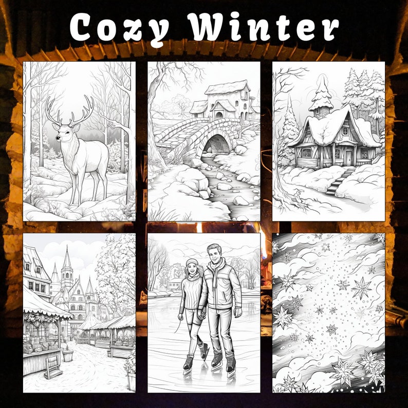 25 Cozy Winter Coloring Page, Fantasy Coloring, Winter Coloring Book ...