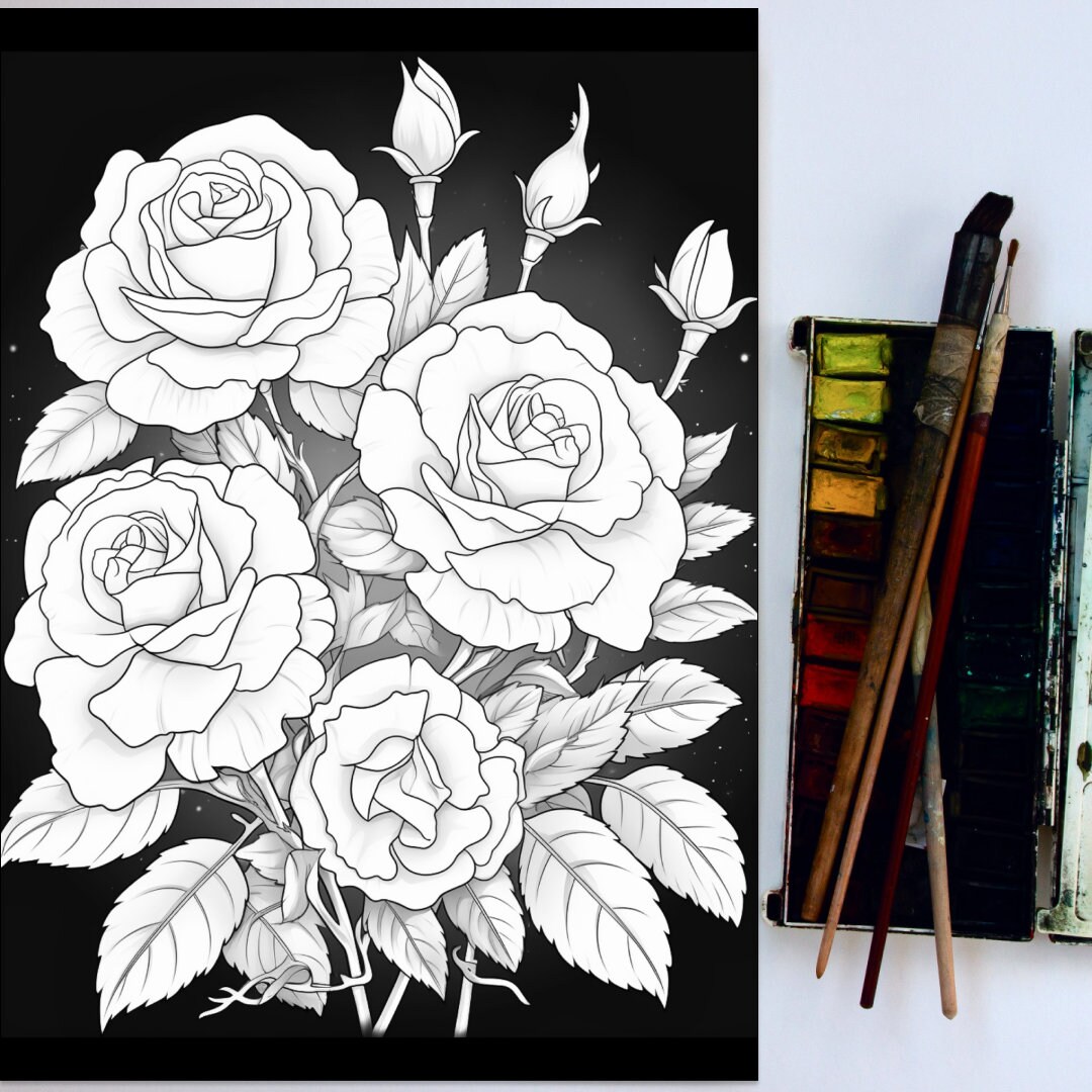 34 Rose Beauty Coloring Page, Flowers Coloring Book, Roses Coloring ...