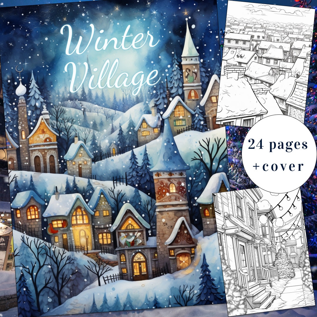 24 Winter Village Coloring Page, Fantasy Coloring, Winter Coloring ...