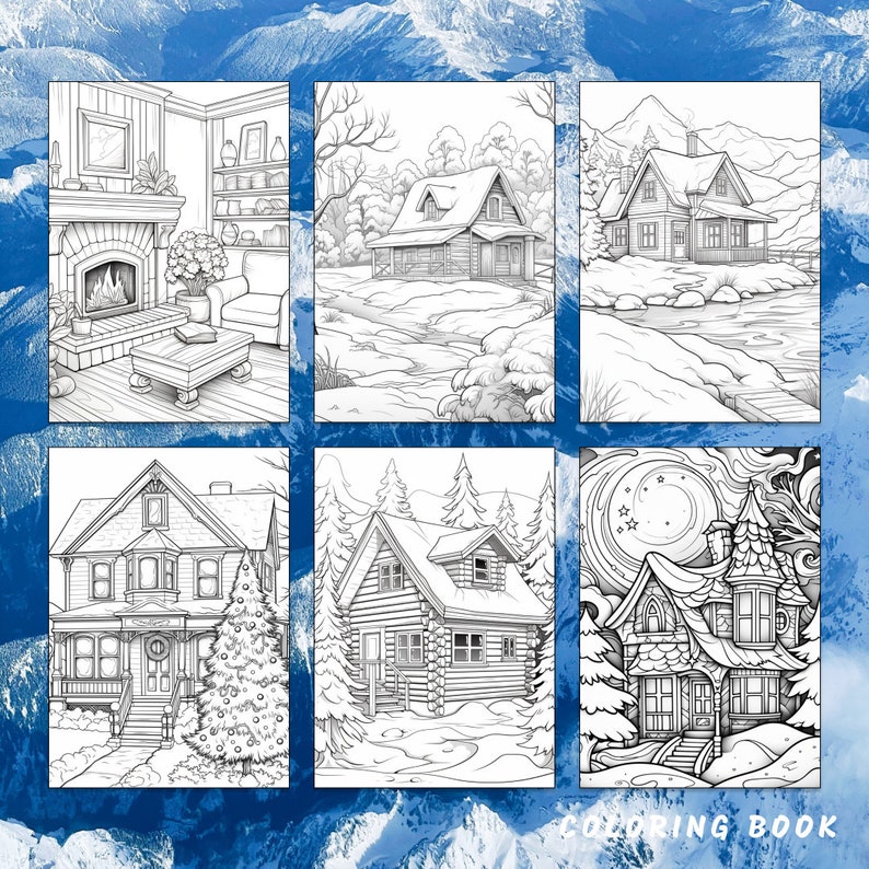 Winter House Coloring Book: 28 Holiday Pages (printable PDF) - Etsy
