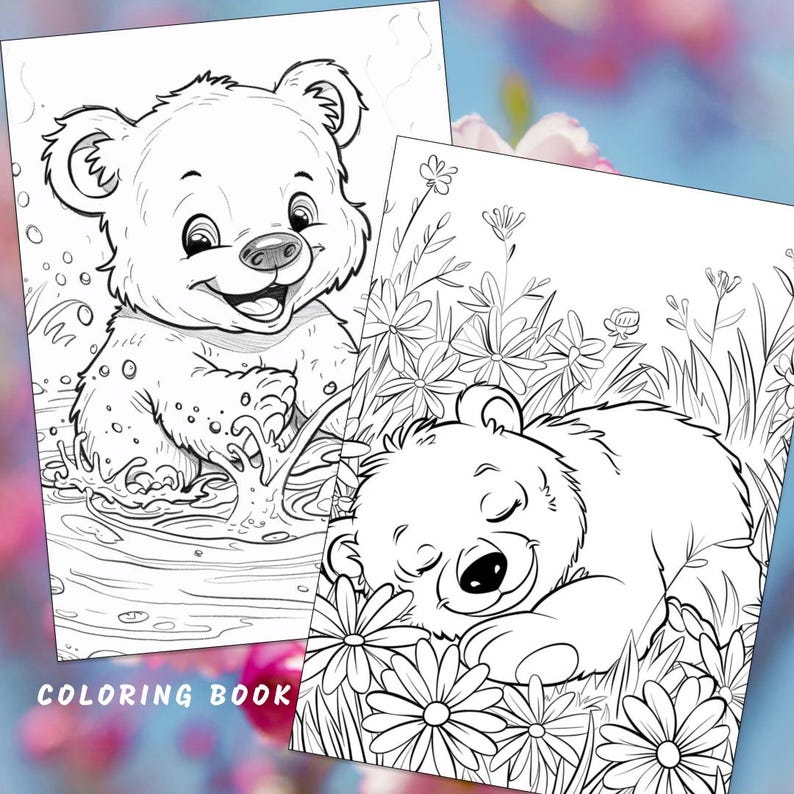 25 Spring Bear Coloring Page, Cute Bear Coloring Book, Bear Coloring ...