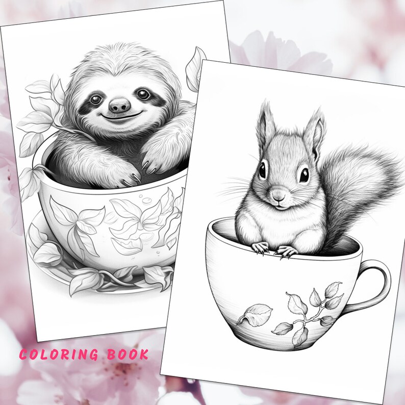 23 Animal in Cup Coloring Page, Animal Coloring Book, Fantasy Coloring ...