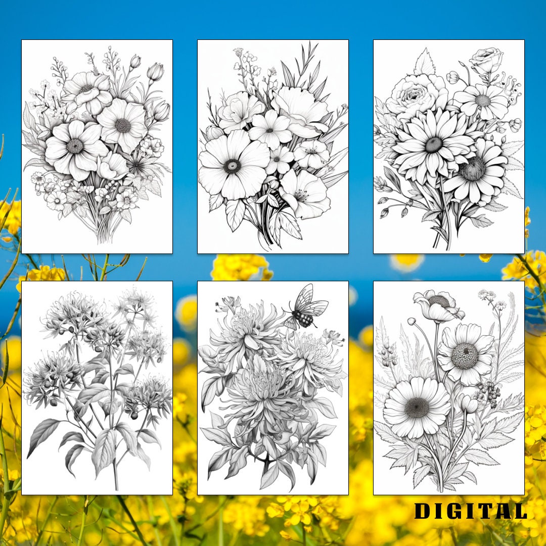 32 Autumn Wildflowers Coloring Page, Autumn Coloring Book, Flower ...