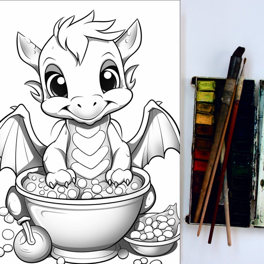 30 Cute Dragon Coloring Page Book Adults Kids Instant - Etsy