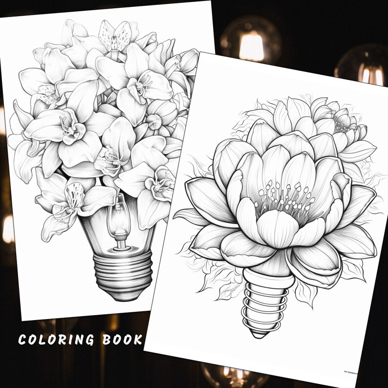 27 Blooming Lightbulb Coloring Page, Flower Coloring,lightbulb Coloring ...