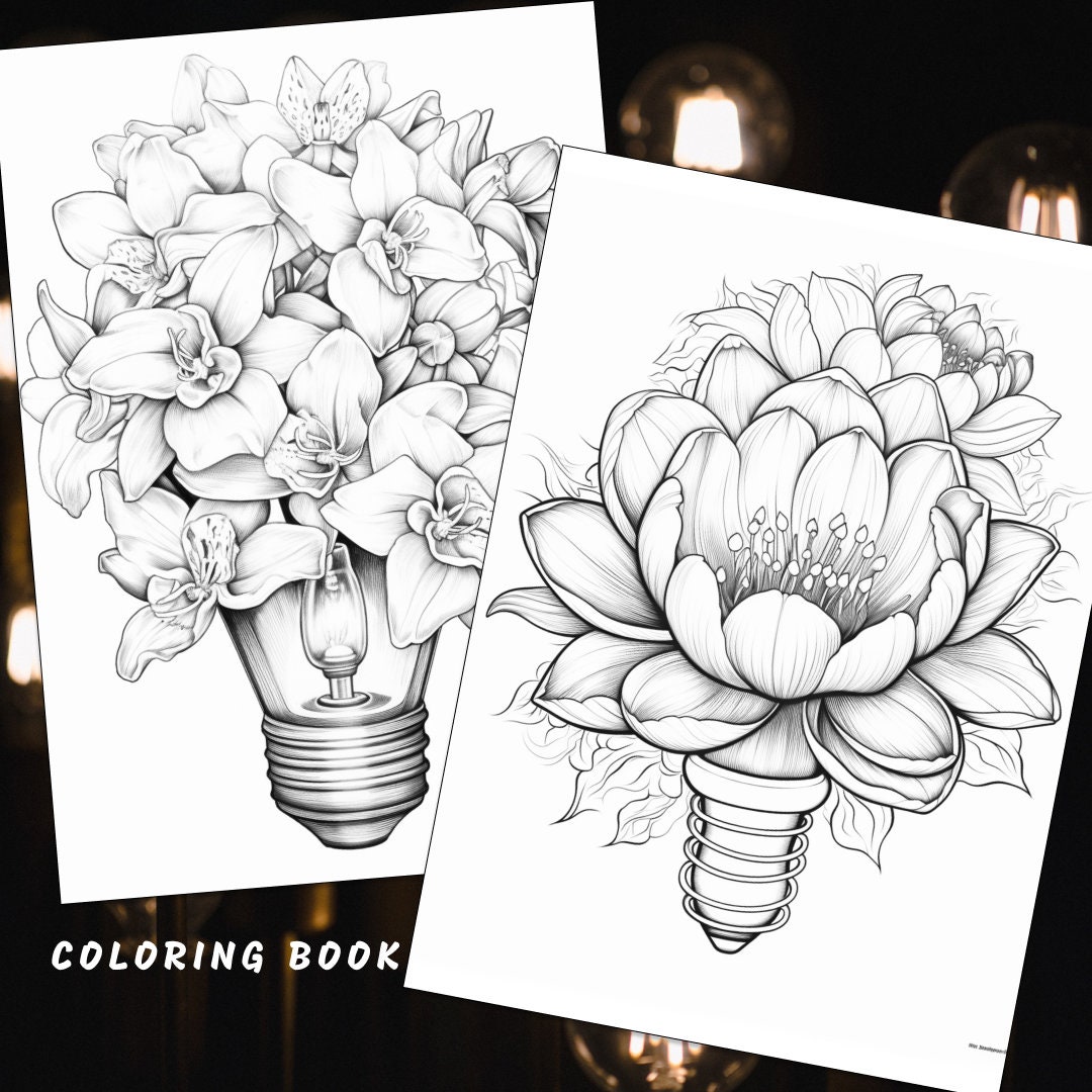 27 Blooming Lightbulb Coloring Page, Flower Coloring,lightbulb Coloring ...