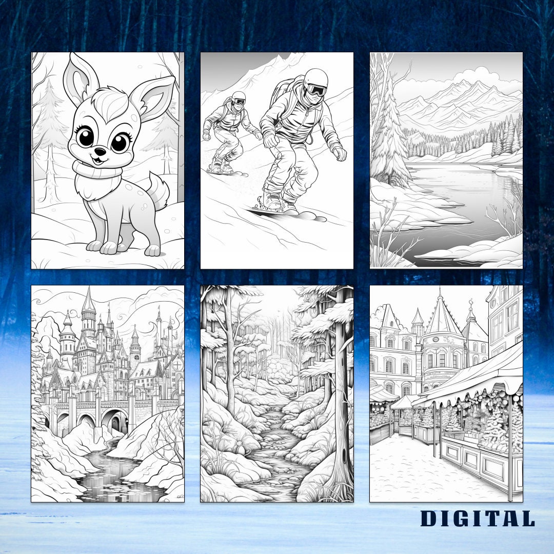 25 Winter Coloring Page, Winter Coloring Book, Coloring Book, Adults ...