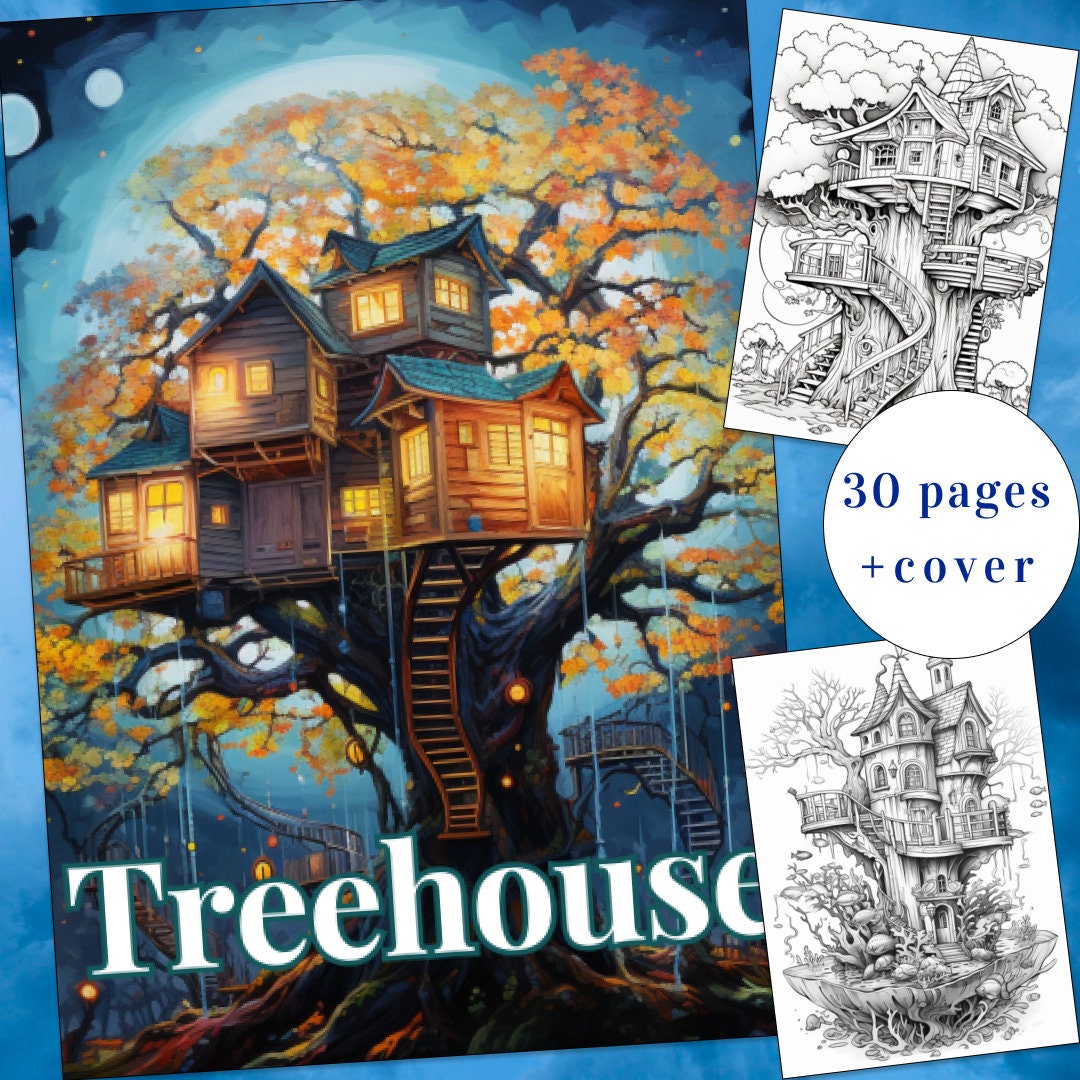 30 Treehouse Coloring Page, Tree Coloring, Magic House Coloring Book ...