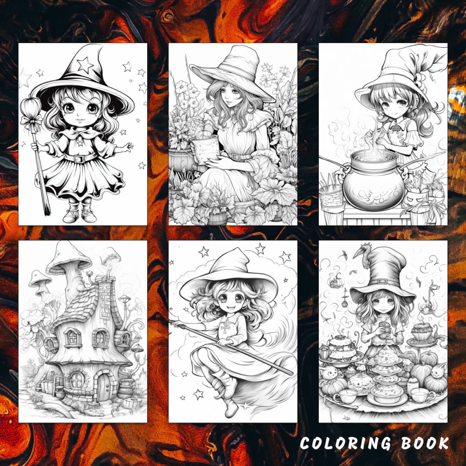 28 Little Witches Coloring Page, Cute Witches Coloring, Magic Witch ...