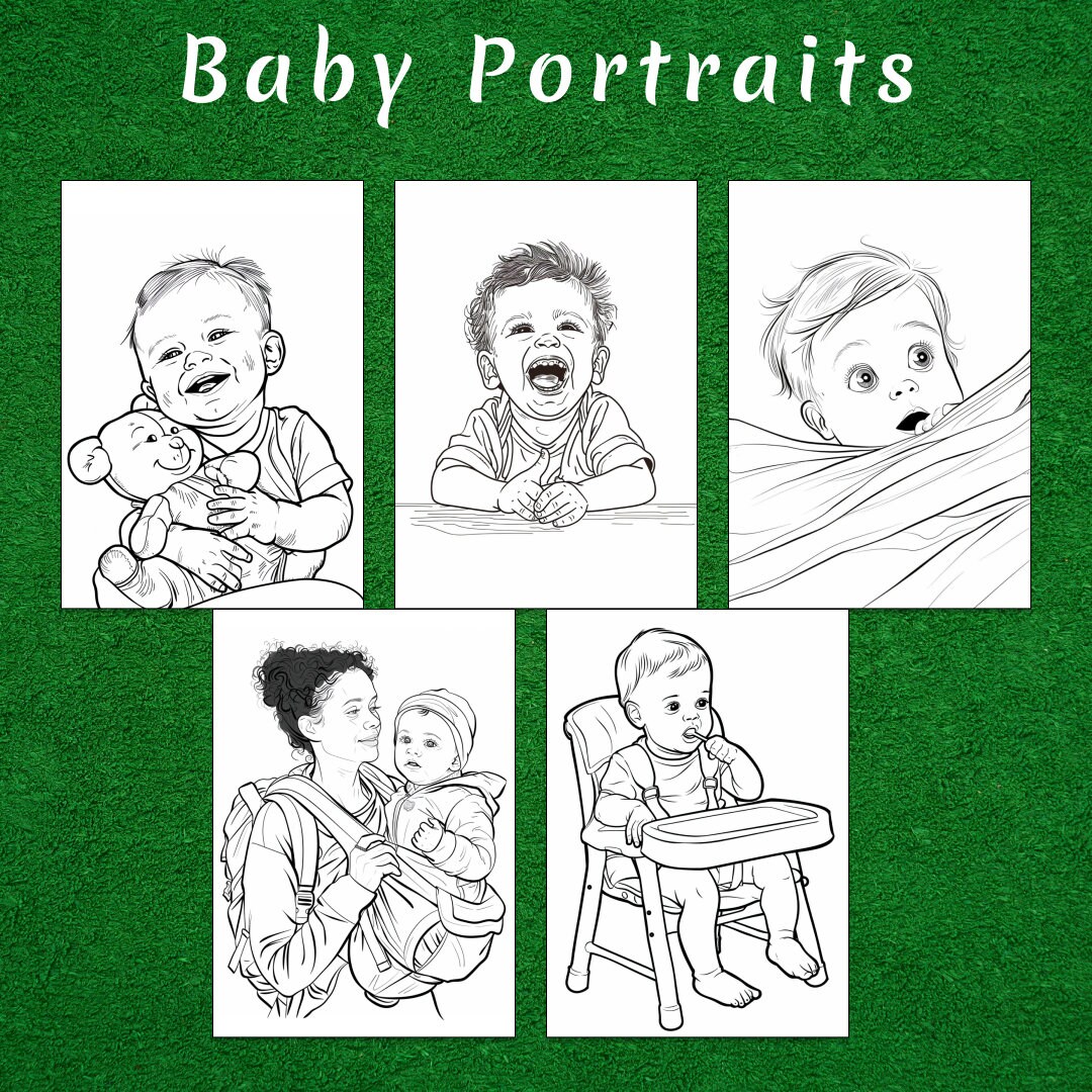 24 Baby Portraits Coloring Page, Baby Coloring Book, Portraits Coloring ...