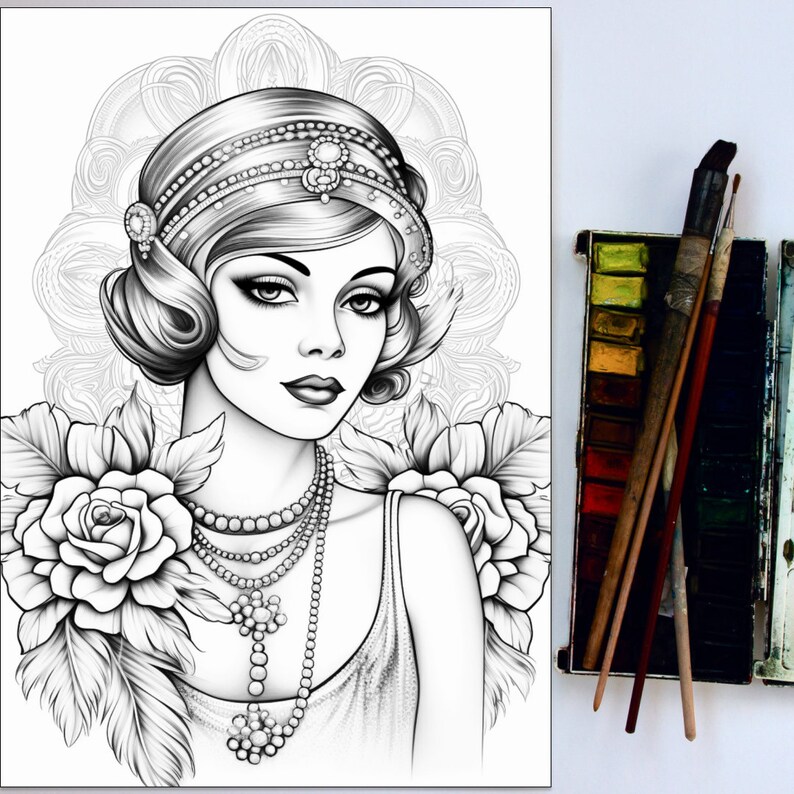 30 Retro Lady Coloring Page, Lady Coloring Book, Coloring Book, Adults ...