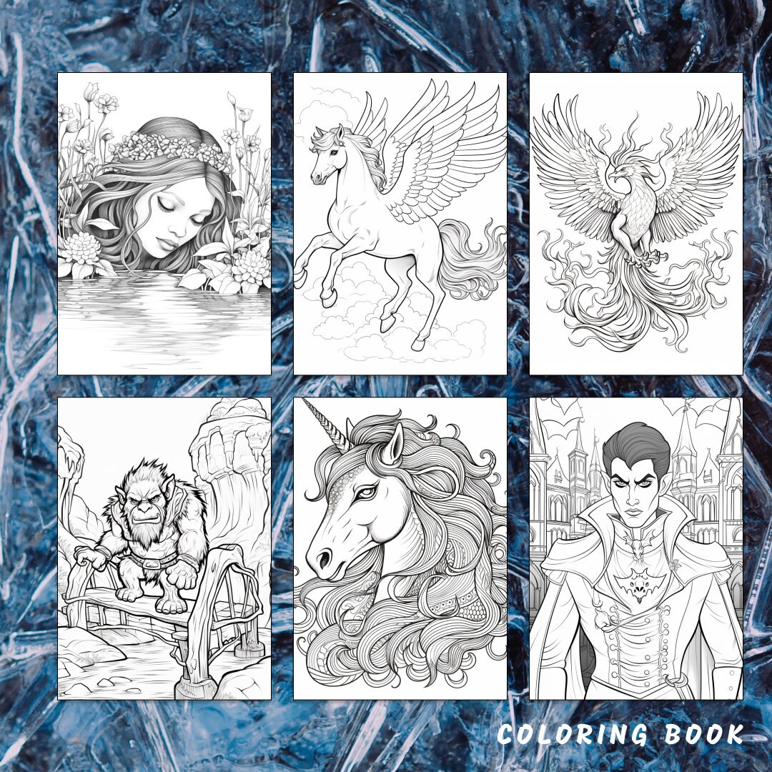 Myths and Legends Coloring Book, Fantasy Creatures (printable PDF) - Etsy