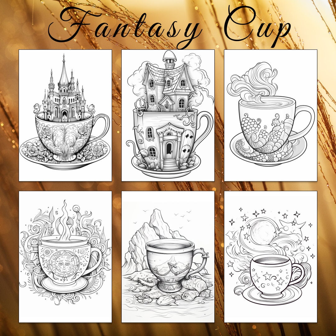 25 Fantasy Cup Coloring Page, Fantasy Coloring, Magic Coloring, Adults ...