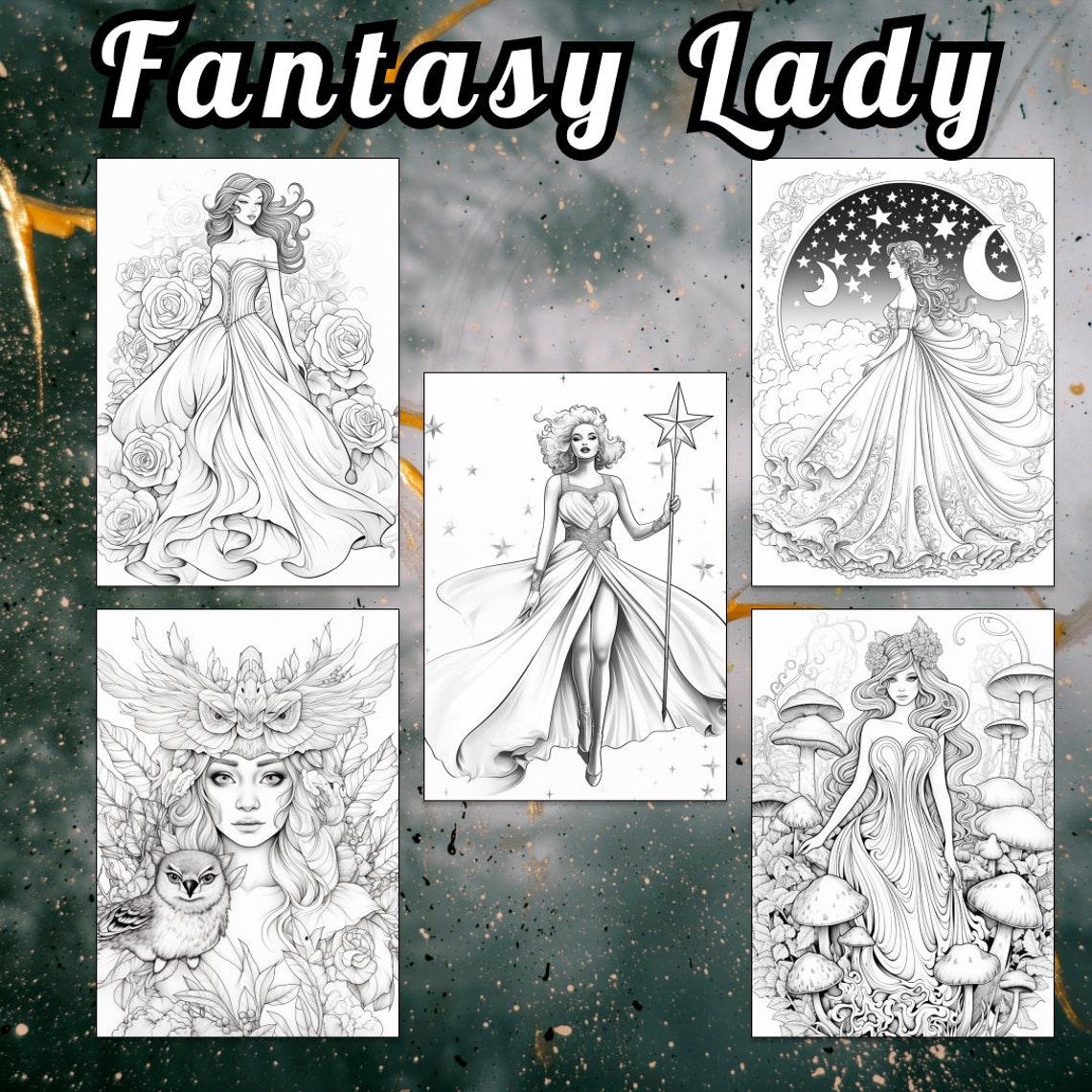 32 Lady Coloring Page, Lady Coloring Book, Fantasy Lady Coloring Book ...