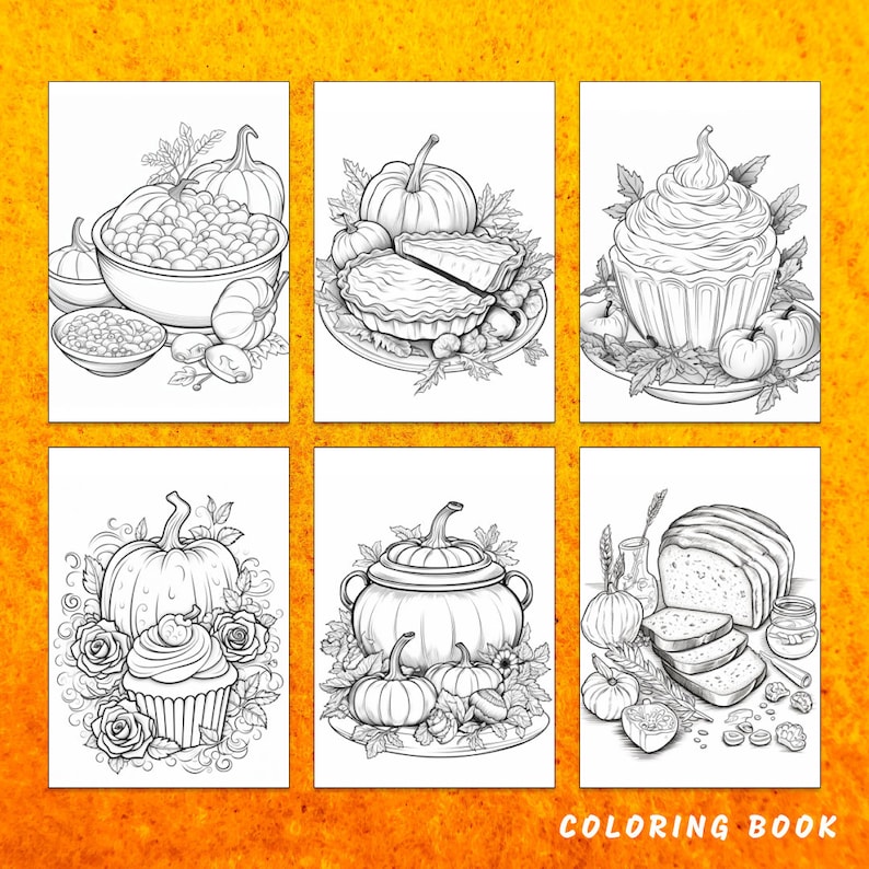 22 Autumn Recipes Coloring Page, Autumn Food Coloring, Coloring Book ...