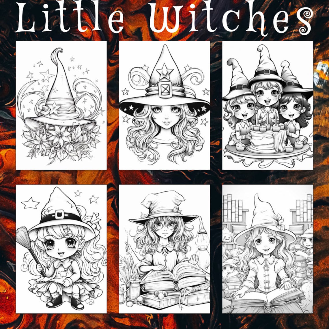 28 Little Witches Coloring Page, Cute Witches Coloring, Magic Witch ...