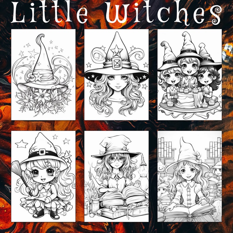28 Little Witches Coloring Page, Cute Witches Coloring, Magic Witch ...