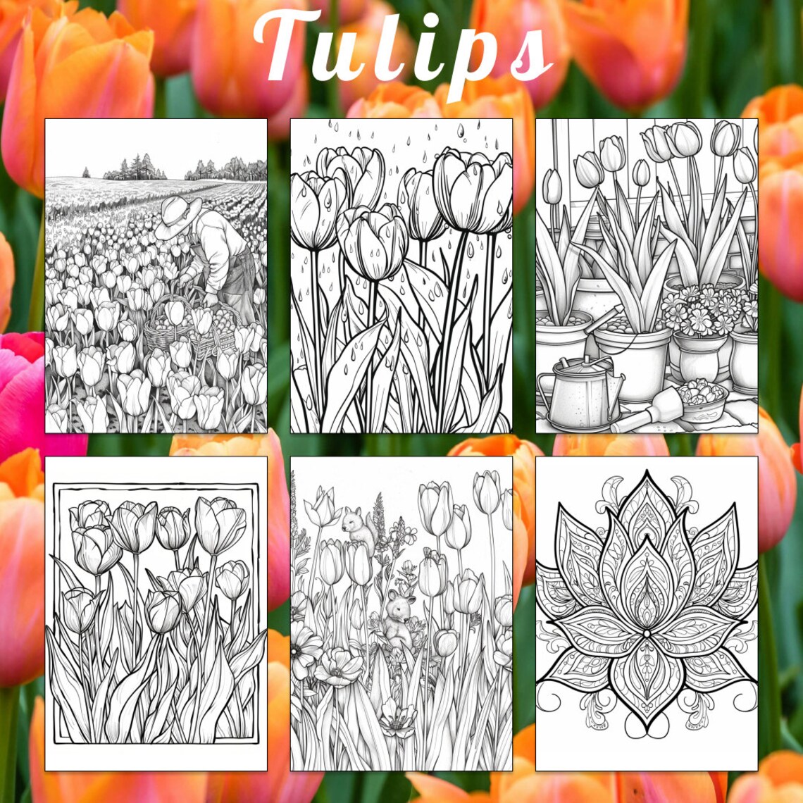 15 Tulips Coloring Page, Flowers Coloring Book, Tulips Coloring Book ...