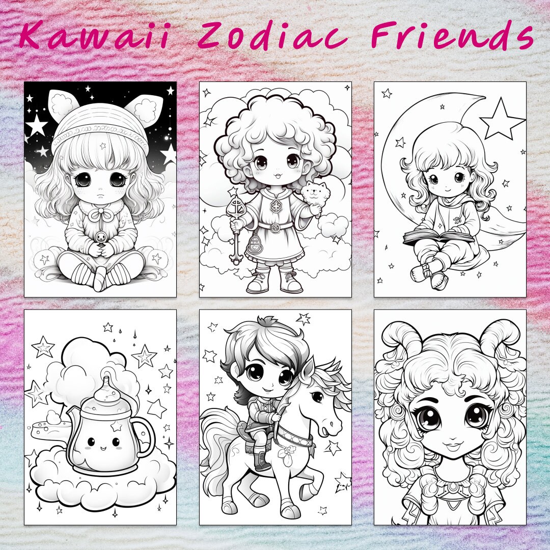 30 Kawaii Coloring Page Book, Adults Kids Instant Download, Kawaii ...