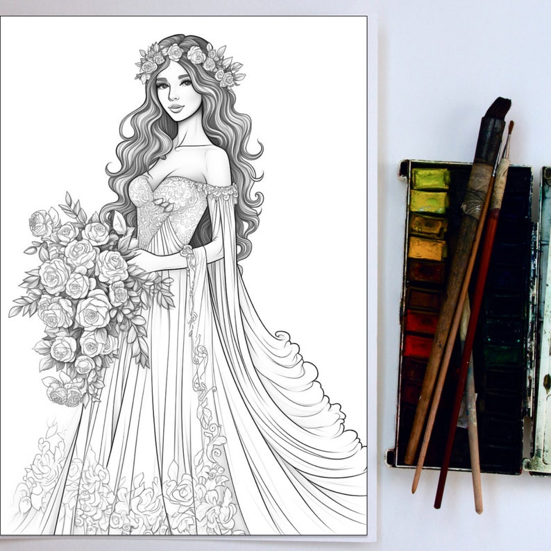 30 Wedding Lady Coloring Page Book, Bride Coloring, Wedding Coloring ...