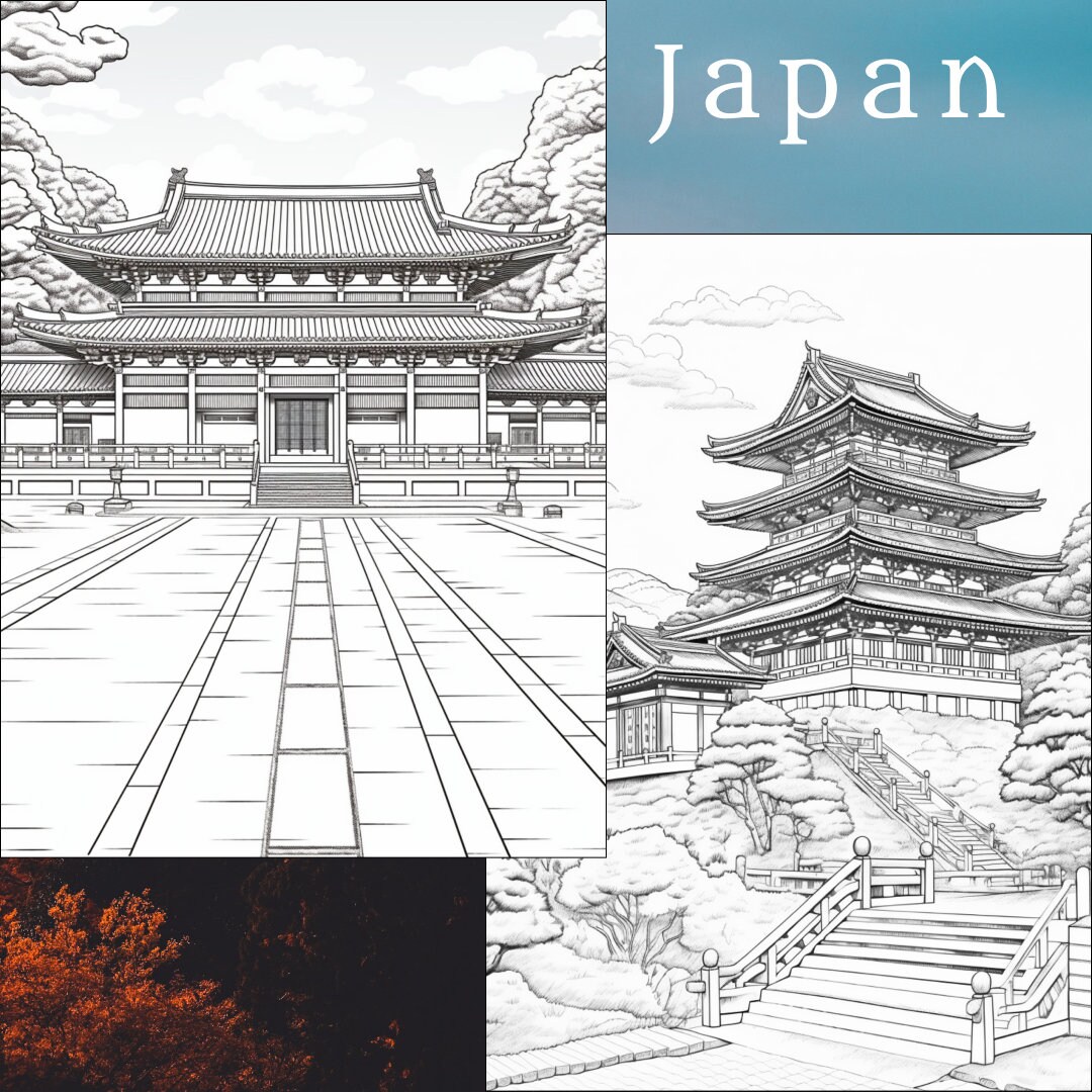 26 Japan Coloring Page, Japan Architecture Coloring, Japanese Scenes ...