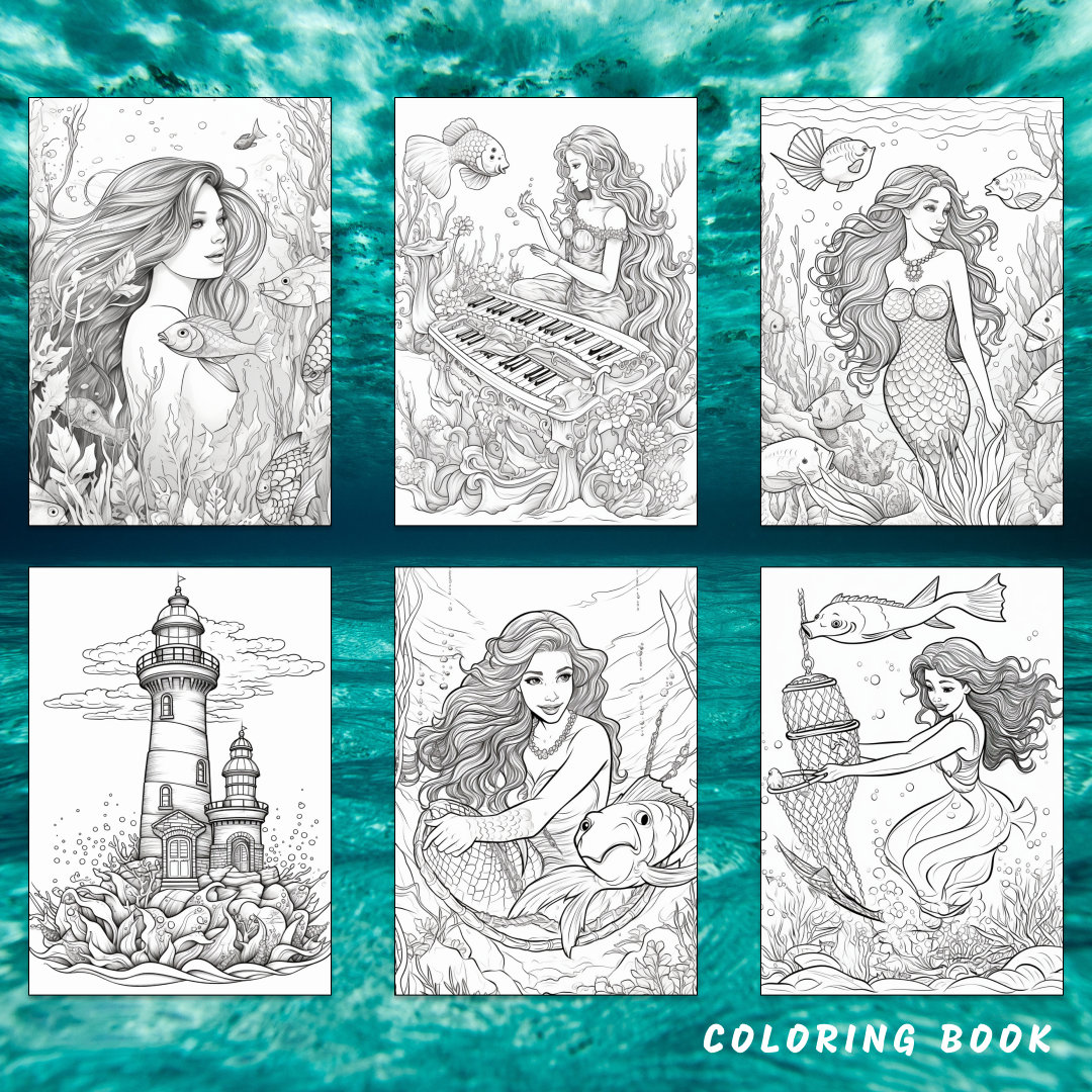 30 Mermaid Coloring Page, Mermaid Coloring Book, Coloring Book, Adults ...