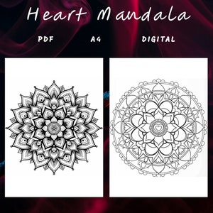 23 Mandala Coloring Page, Heart Mandala Coloring, Fantasy Coloring Book ...