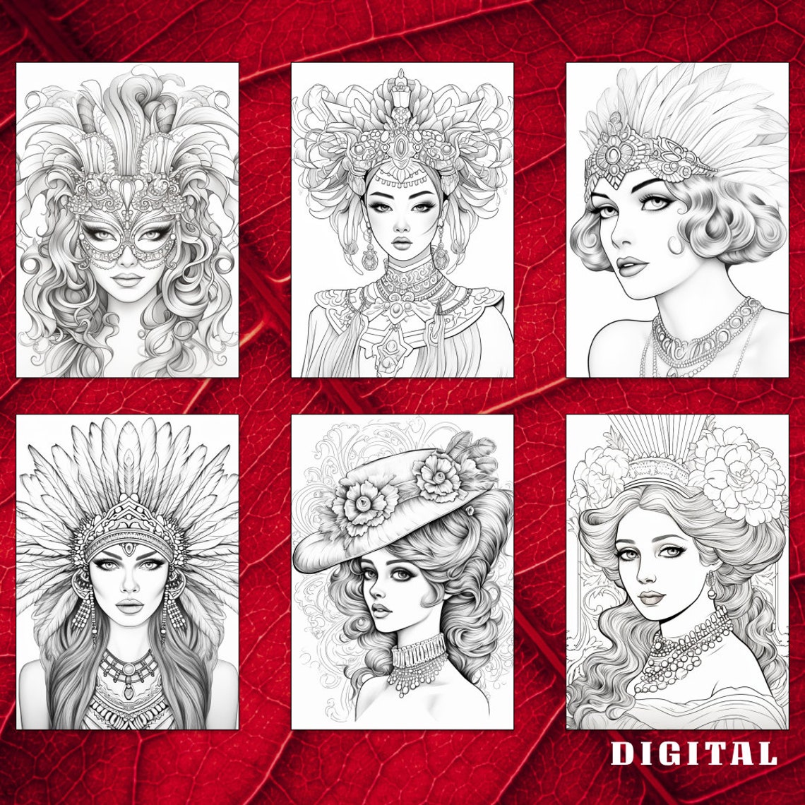 34 Fashion Lady Coloring Page, Lady Coloring Book, Headpieces Lady ...