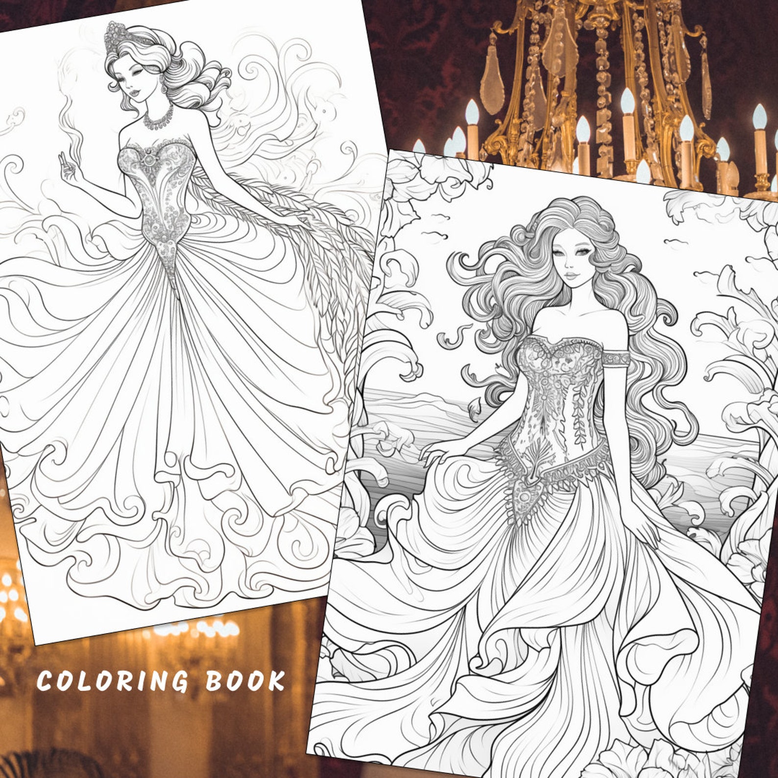 10 Princess Coloring Page, Princess Coloring Book, Fantasy Coloring ...