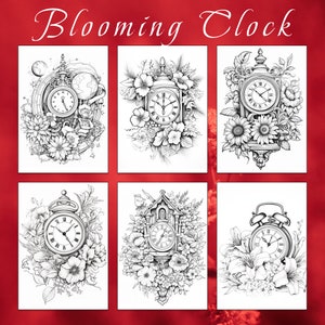 37 Blooming Clock Coloring Page, Clock Coloring, Flowers Coloring Book ...