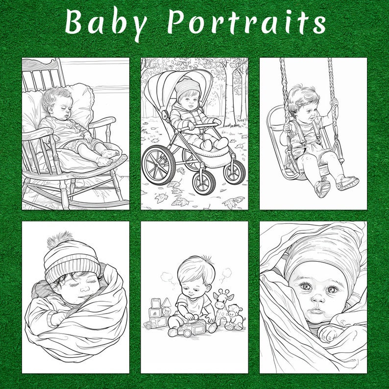 24 Baby Portraits Coloring Page, Baby Coloring Book, Portraits Coloring ...