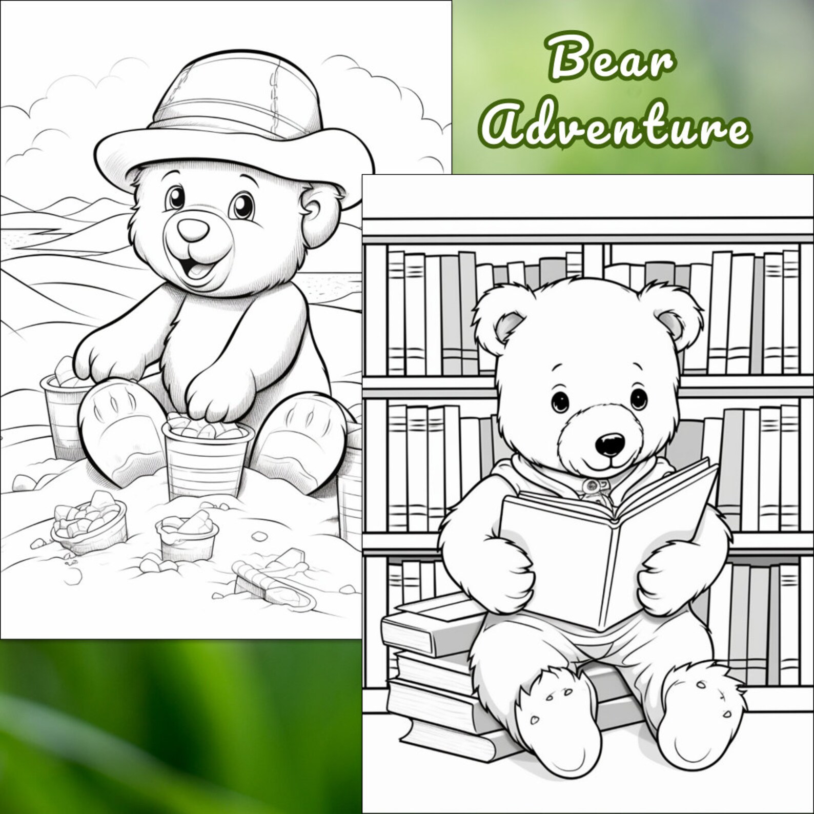 21 Bear Adventure Coloring Page, Cute Bear Coloring Book, Coloring Book ...