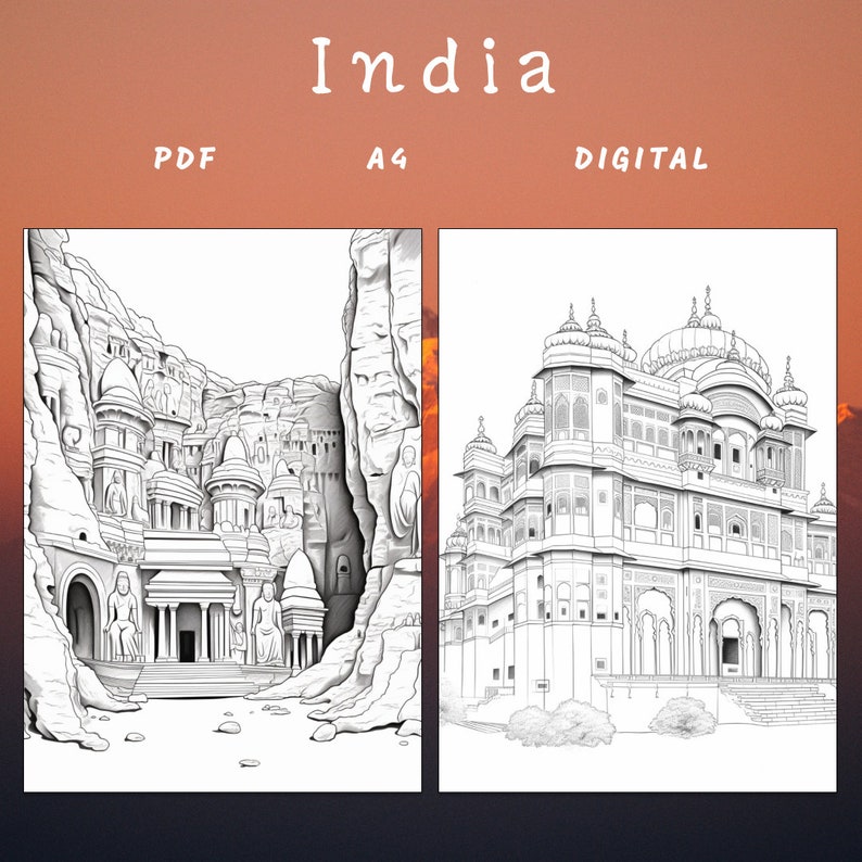 25 India Coloring Page, India Architecture Coloring, Indian Scenes ...