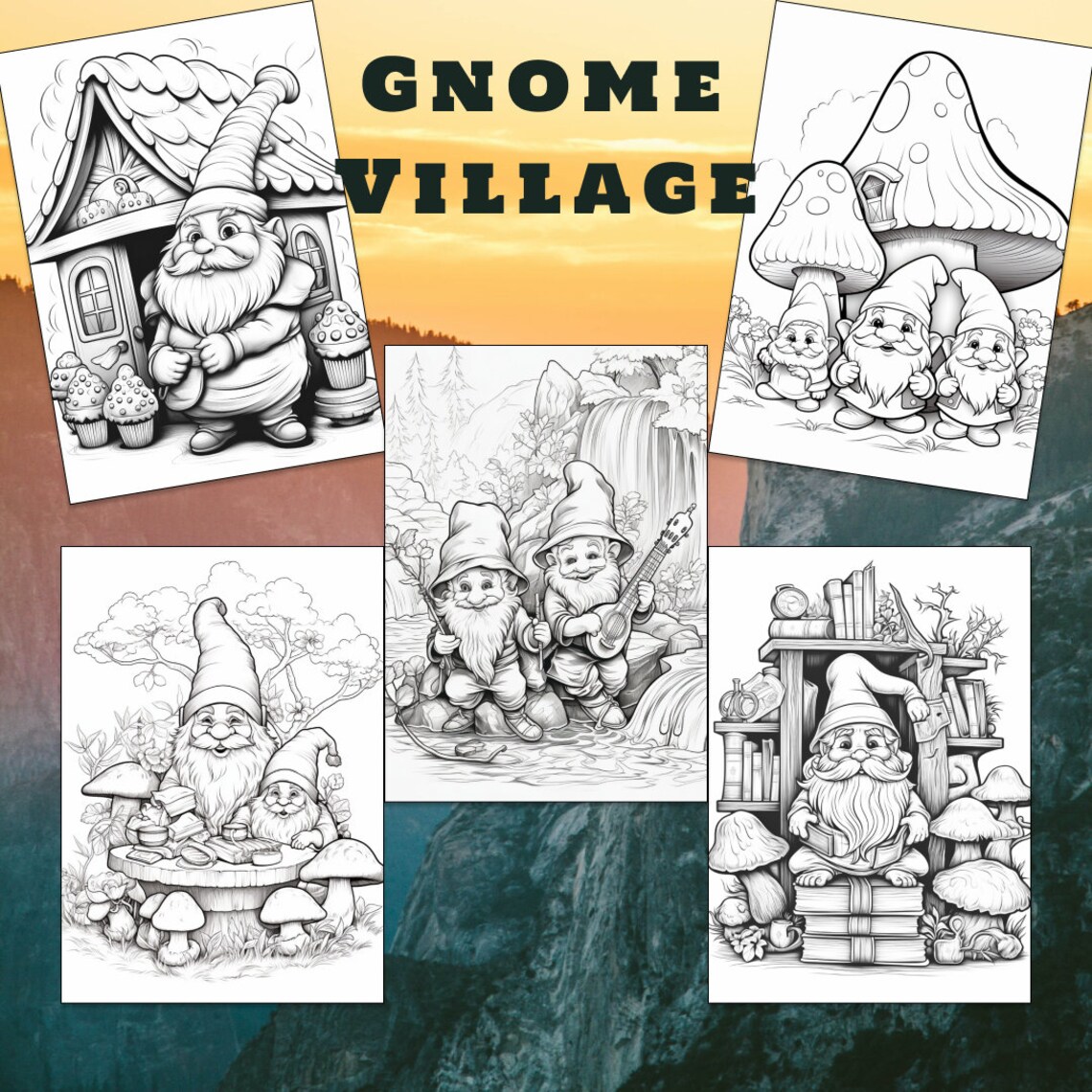 30 Gnome Coloring Book, Gnome Coloring Pages, Fantasy, Coloring Gnome ...