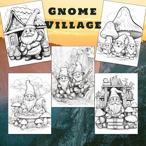 Gnome Village Coloring Book, 30 Fantasy Pages (printable PDF) - Etsy