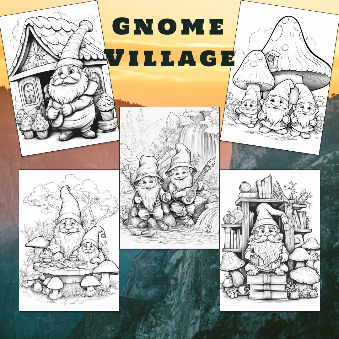 30 Gnome Coloring Book, Gnome Coloring Pages, Fantasy, Coloring Gnome ...