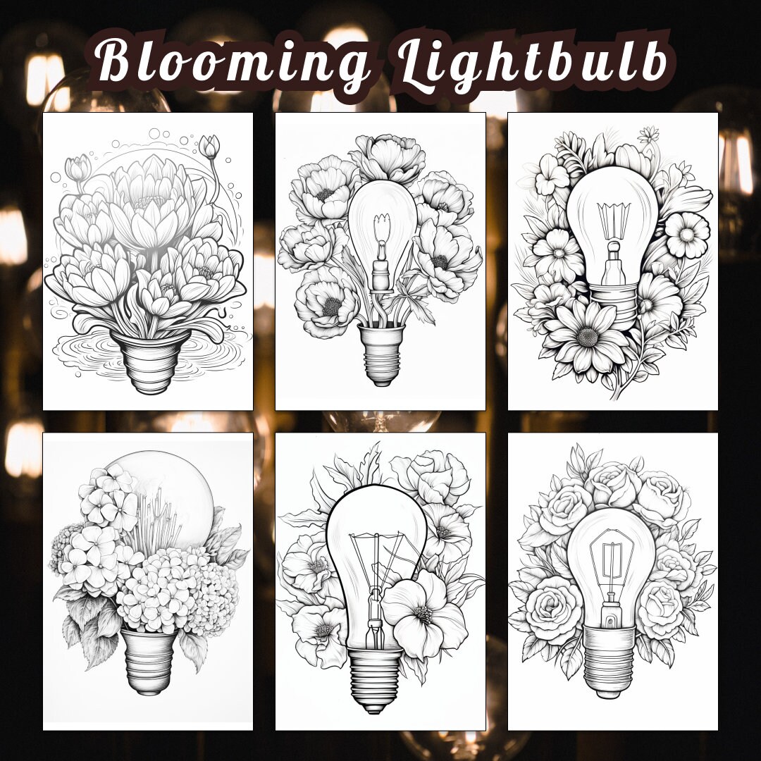27 Blooming Lightbulb Coloring Page, Flower Coloring,lightbulb Coloring ...