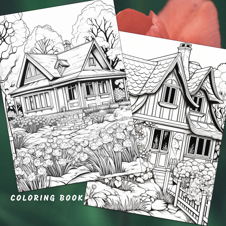 27 Blooming House Coloring Page, Floral House Coloring Book, Flower ...