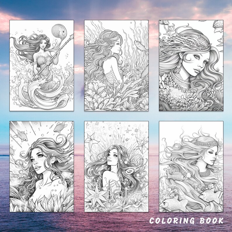 30 Mermaid Coloring Page, Mermaid Coloring Book, Coloring Book, Adults ...